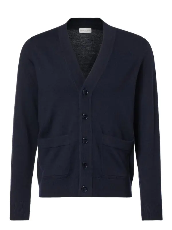 Dries Van Noten Long Sleeve V-neck Cardigan - Navy Blue