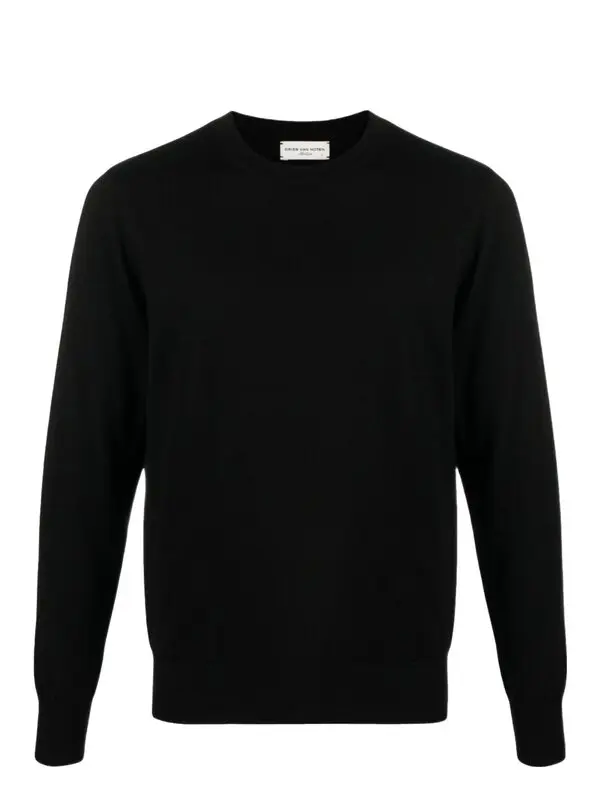 Dries Van Noten Round Neck Long Sleeve Sweater - Black