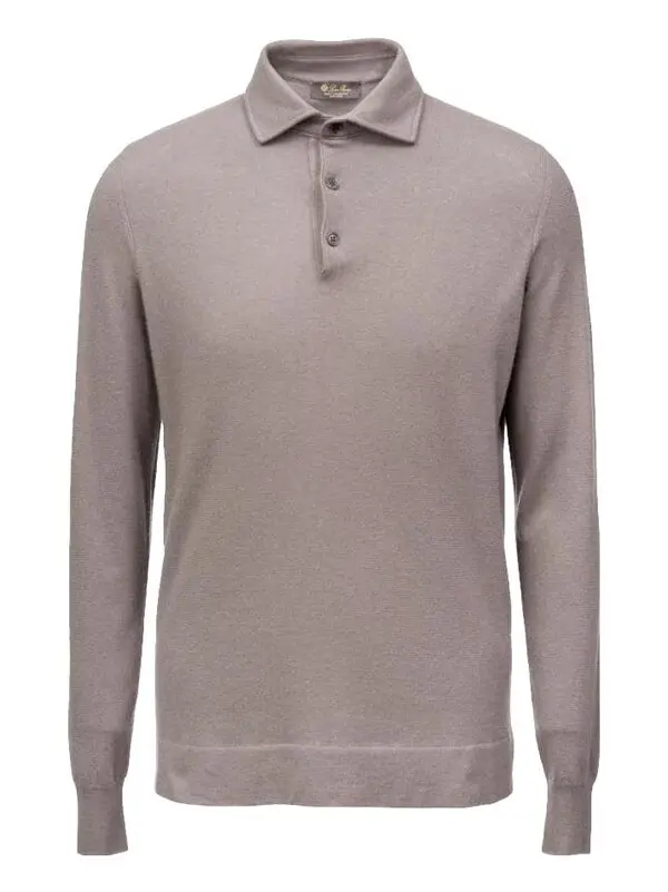 Loro Piana Long-sleeved Polo Shirt - Dark Gray