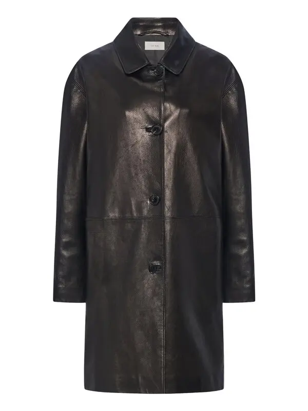 THE ROW Donata Leather Car Coat - Black