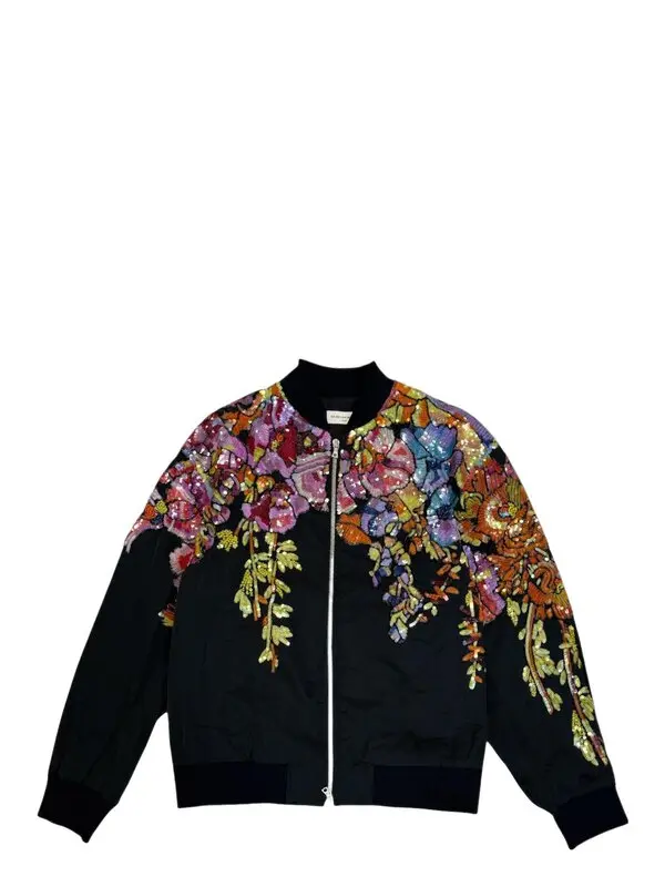 Dries Van Noten Sequin Embellished Bomber Jacket - Black