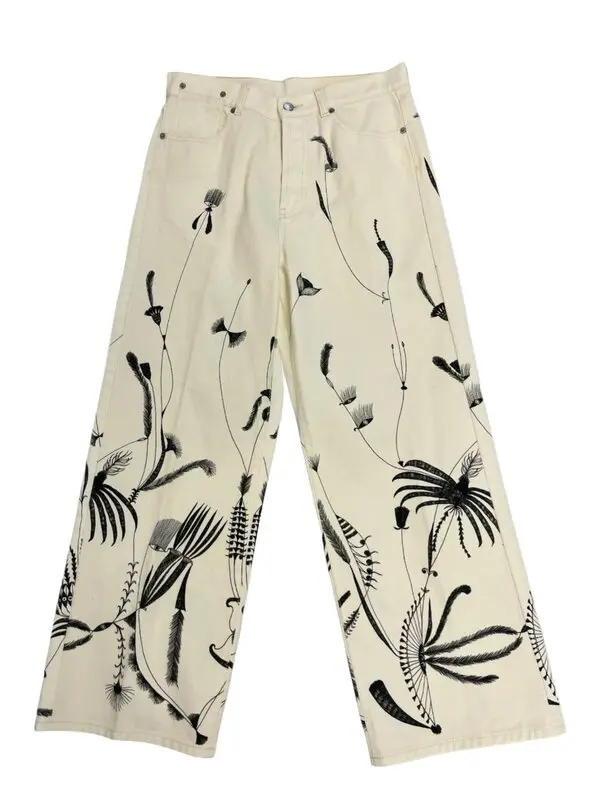 Dries Van Noten Printed Denim Trousers - Nude