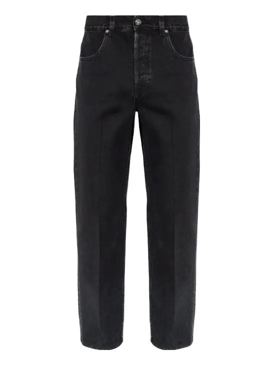 LANVIN Logo Embossed Denim Jeans - Black