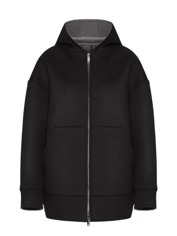 Valentino Garavani Zip-up Drop Shoulder Hoodie - Black