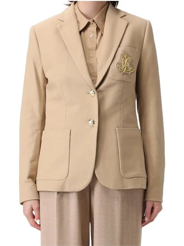 Ralph Lauren Tailored Blazer With Embroidered Logo - Nude