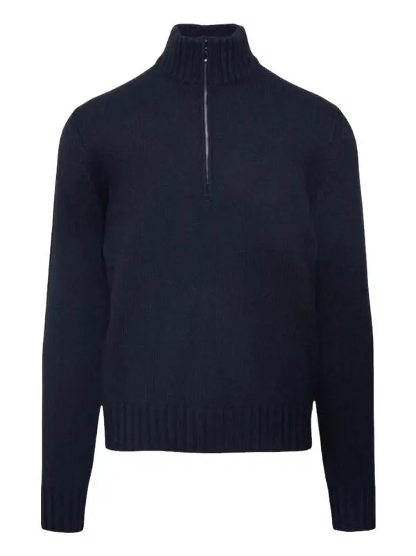 Loro Piana High-neck Quarter Zip Sweater - Black