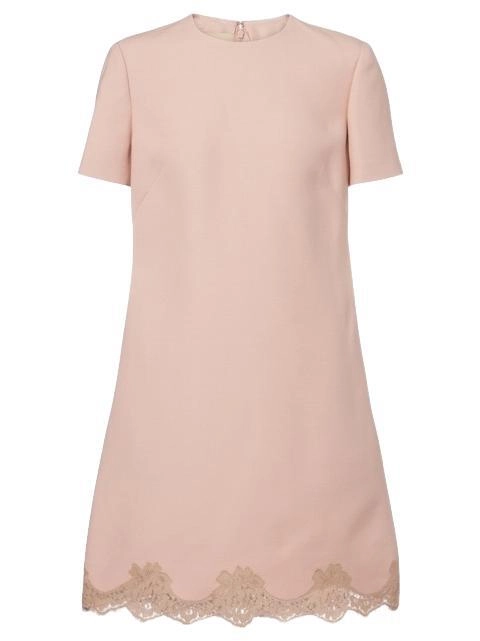 Valentino Garavani Crew Neck Lace-trim Mini Dress - Nude