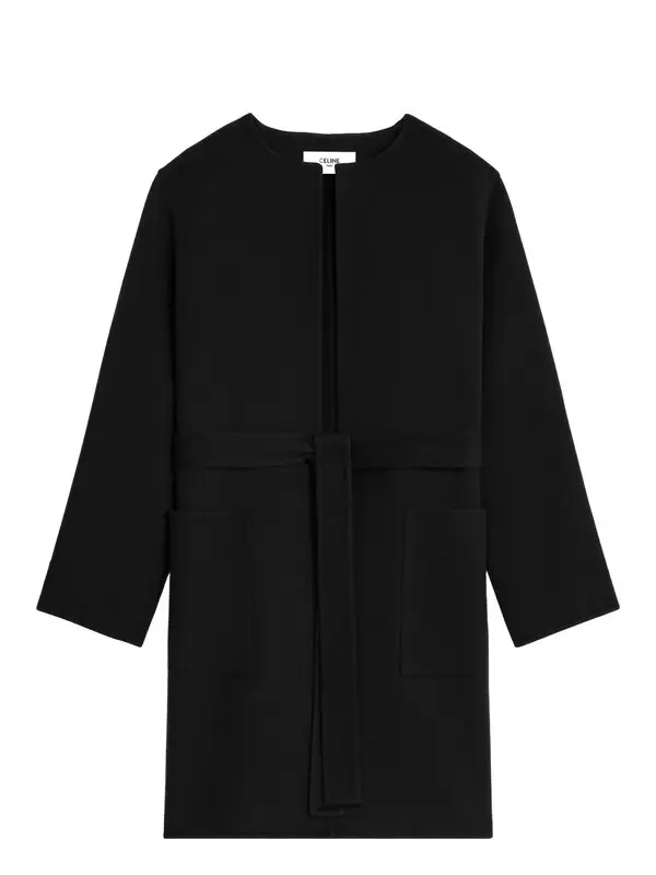 Celine Bathrobe Coat In Double Face Cashmere - Black