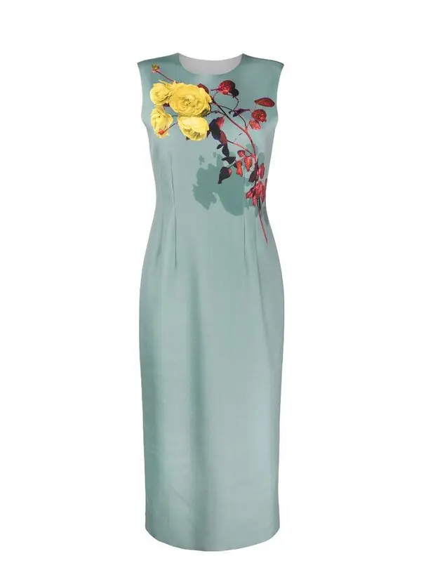 Dries Van Noten Sleeveless Floral Print Dress - Green