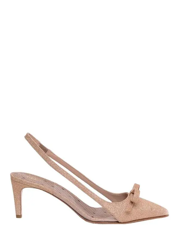 Red Valentino Glitter Bow Slingback Pumps - Nude
