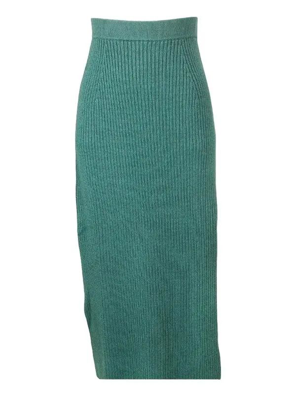 Loro Piana Knitted Midi Skirt With Side Slits - Blue