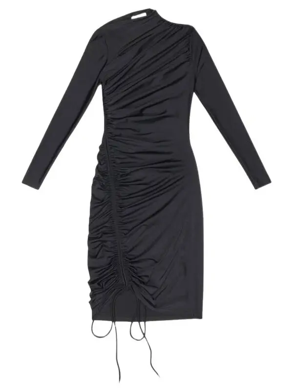Balenciaga Asymmetric Drawstring Mini Dress - Black