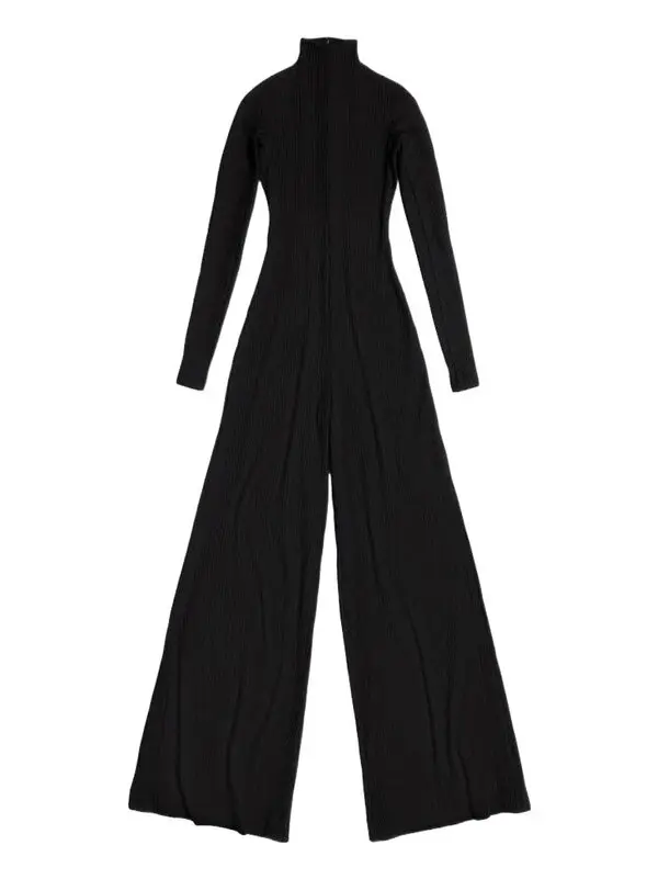 Balenciaga Ribbed Knit Turtleneck Jumpsuit - Black