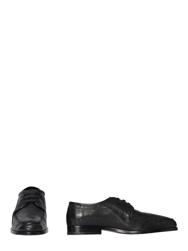 THE ROW Nino Derby Shoe In Grained Calfskin Leather - Black