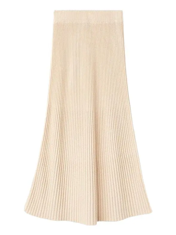 Loro Piana Ikeda Pleated Midi Skirt - Nude