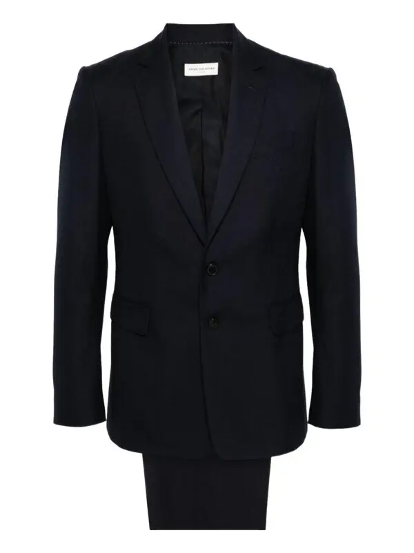 Dries Van Noten Long-sleeved Coat Belt Ring Trousers Suit - Black