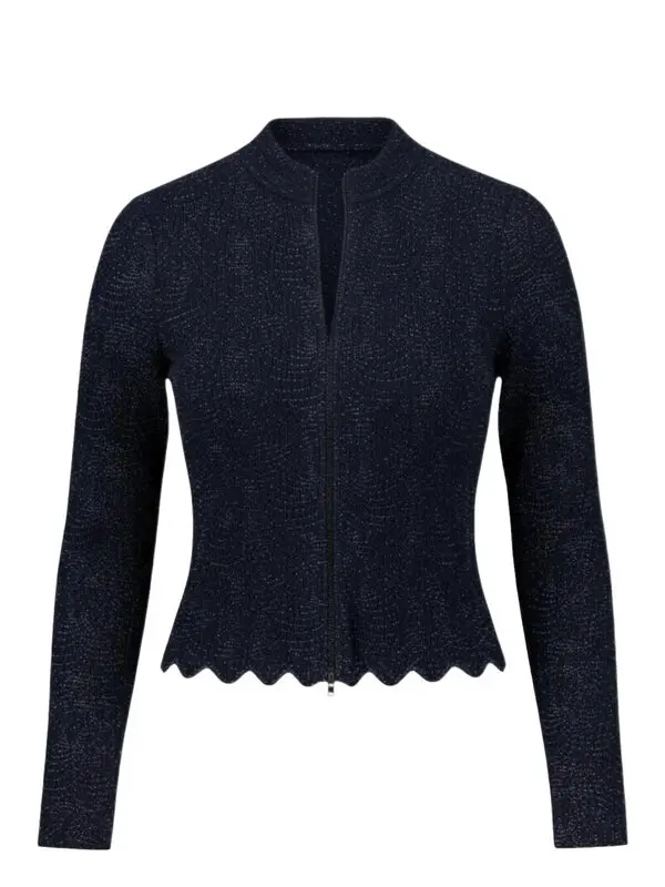Alaïa Long-sleeved Knitwear With Scalloped Hem - Black