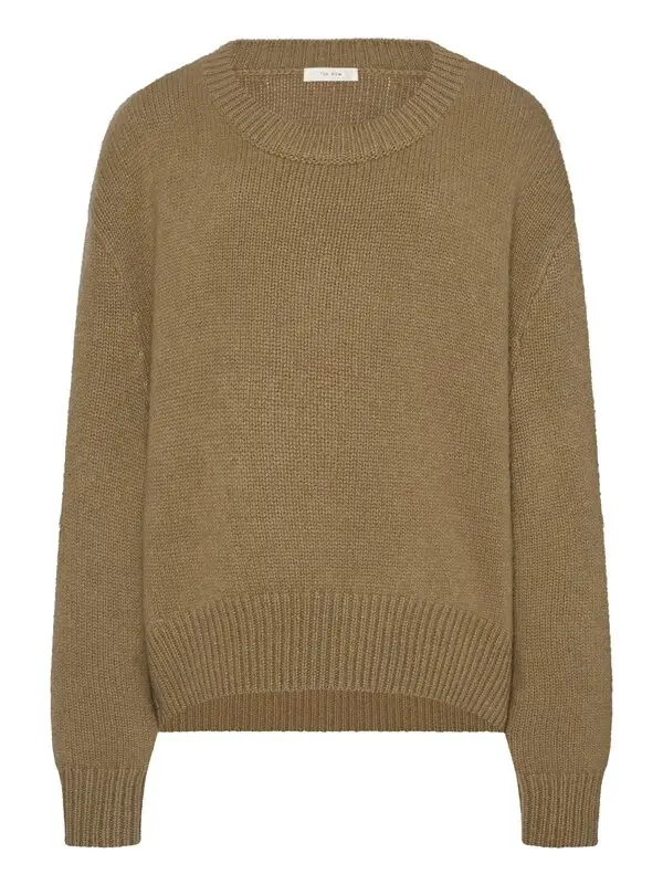 THE ROW Parth Textured Cashmere Crewneck Sweater - Leaf