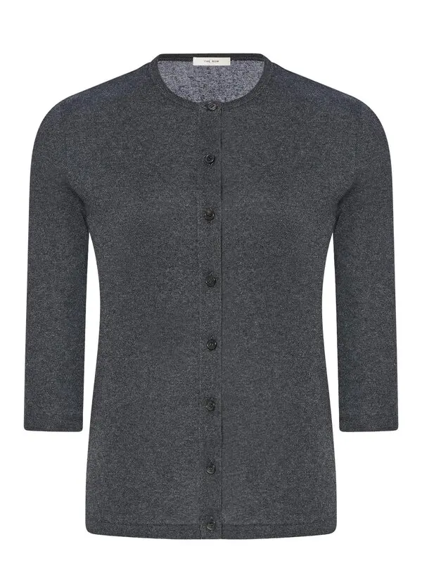 THE ROW Alena Crewneck Cardigan - Dark Grey