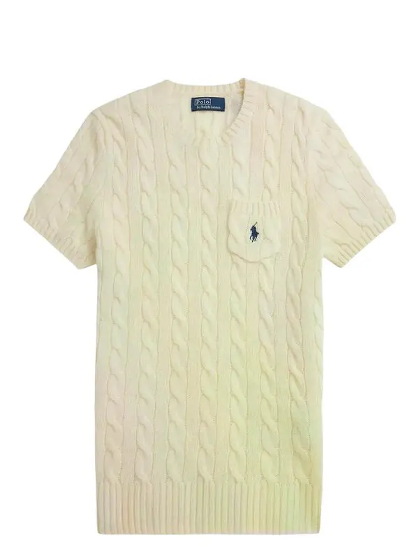 Polo Ralph Lauren Cable Knit Short Sleeve Sweater - Neutrals