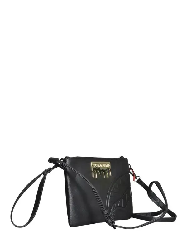 SPRAYGROUND Shark Mouth Logo Plaque Clutch Bag - Black