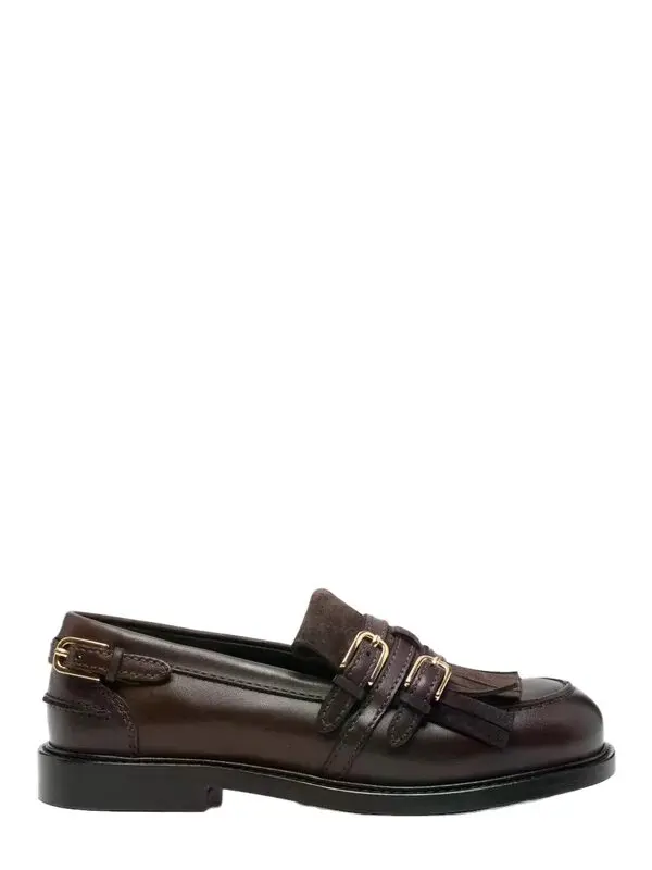 Sandro Buckle-detail Fringed Loafers - Brown