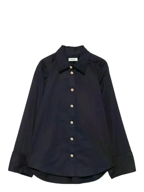 Sandro Straight Cut Shirt With Gold-tone Hardware - Blue