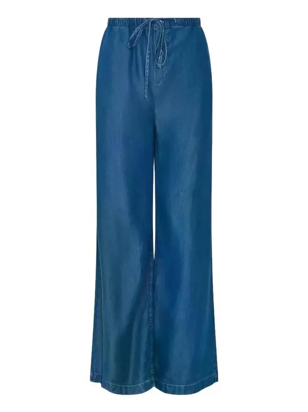 PATRICK ASSARAF Drawstring Waist Stonewashed Wide Leg Jeans - Blue