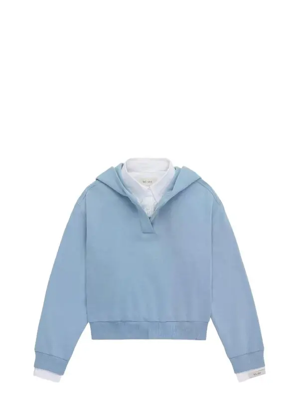 WE-AR4 Layered Hoodie With V-neck Collar - Blue