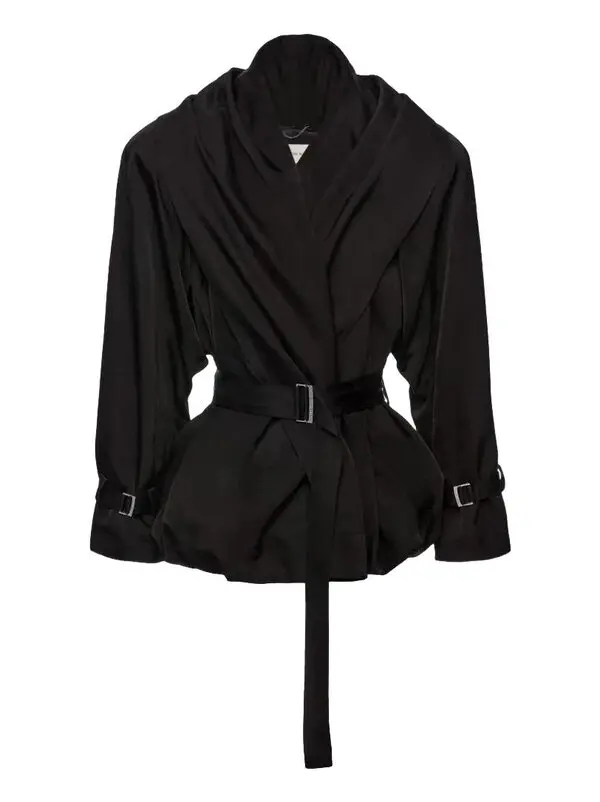 Magda Butrym Belted Draped-collar Jacket - Black