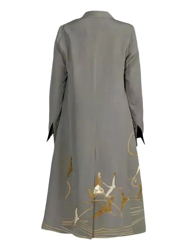 IBRIGU Bird-print Long Sleeve Coat - Grey