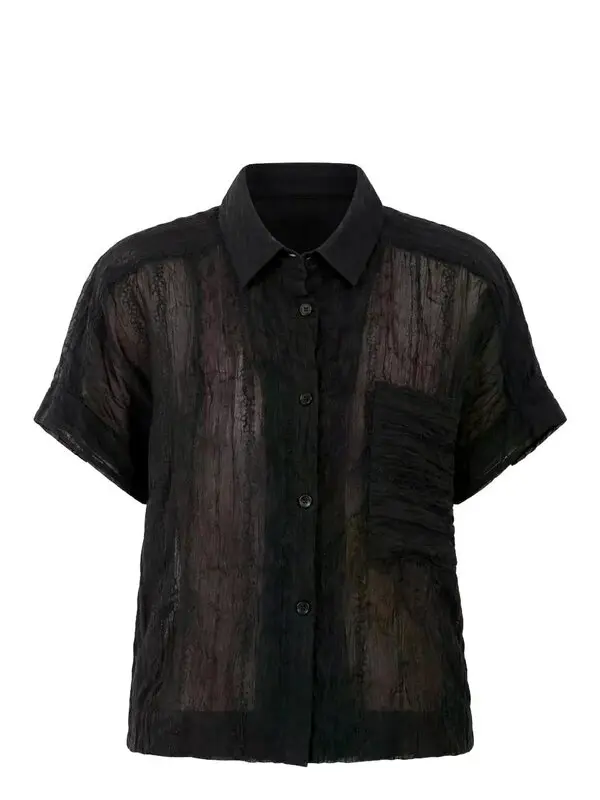 PHARAOH Zoey Sheer Crinkled Shirt - Black