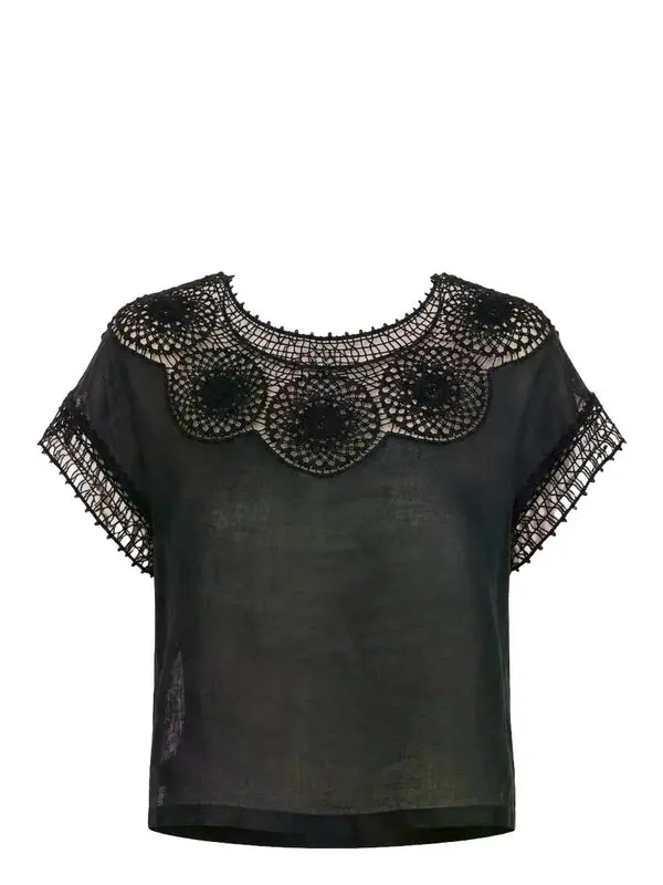 NILI LOTAN Caila Crochet Lace Blouse - Black
