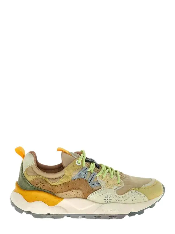 FLOWER MOUNTAIN Suede-panel Low-top Sneakers - Neutrals