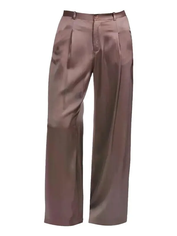 Lapointe Pleated Satin-finish Trousers - Brown