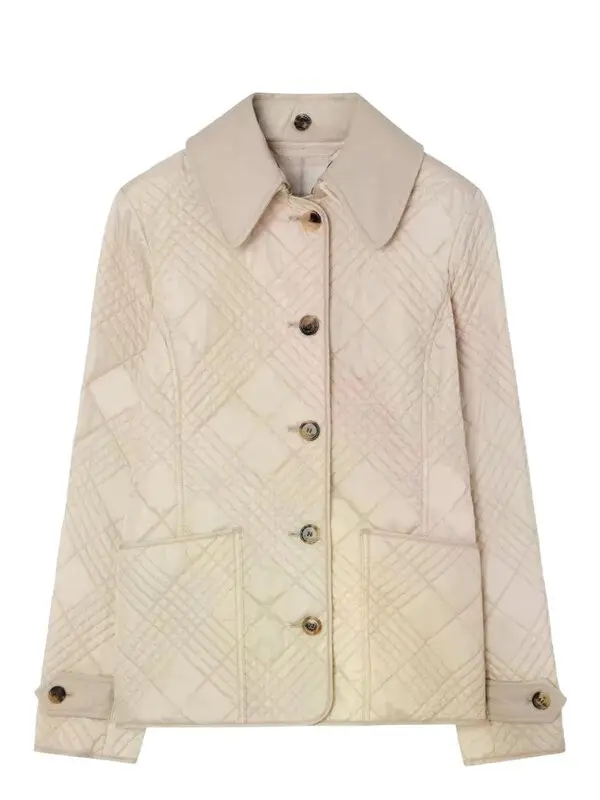 Burberry Quilted Nylon Fernleigh Jacket With Detachable Leather Collar - Neutrals