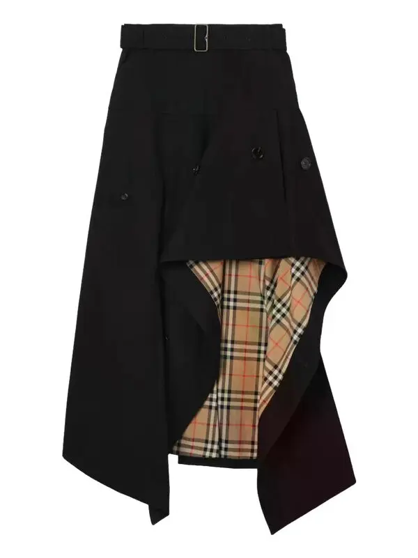 Burberry Gabardine Asymmetric Trench Skirt - Black