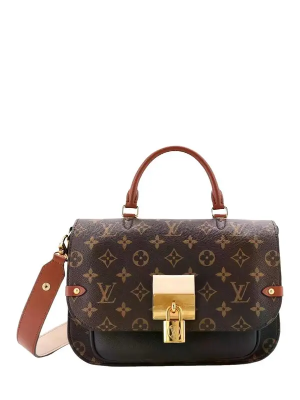 LOUIS VUITTON Vaugirard Handbag Monogram Canvas With Leather Satchel - Black