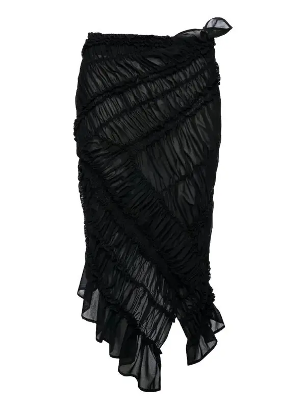 Magda Butrym Ruffled Ruched Midi Skirt - Black