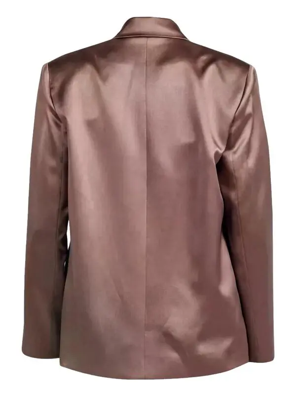 THE SEI Double-breasted Satin Blazer - Brown