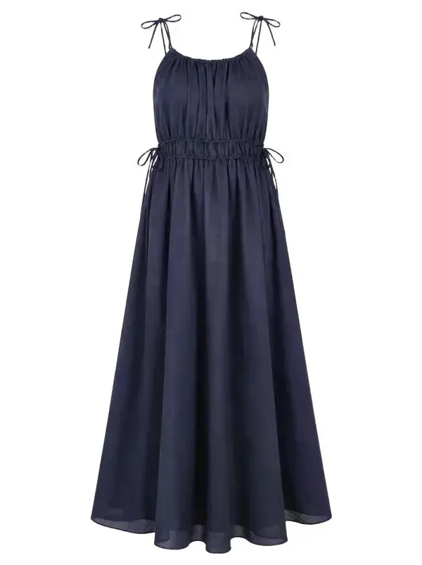 PHARAOH Cecelia Tie-fastening Flared Maxi Dress - Blue