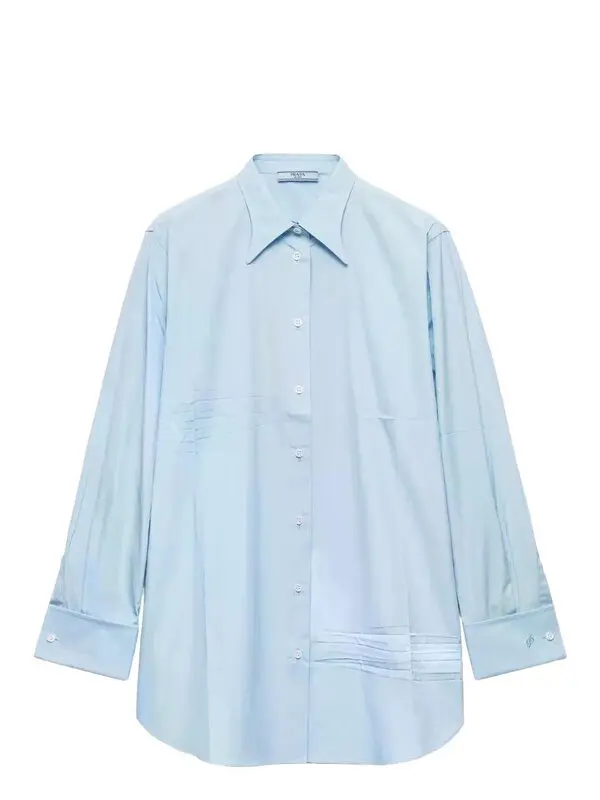Prada Poplin Shirt With Embroidered Logo - Blue