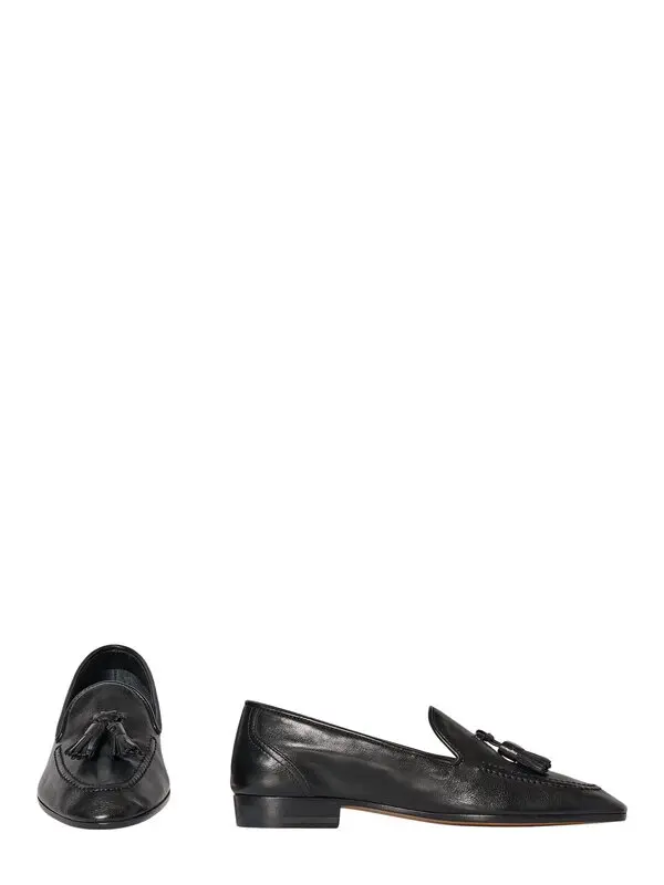 THE ROW Caden Loafer In Grained Calfskin Leather - Black