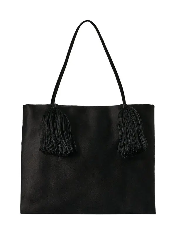 THE ROW Cecily Tassel Bag In Duchesse Satin - Black
