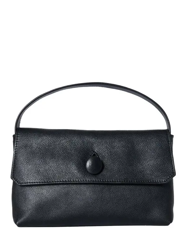 THE ROW Sally Bag In Waxed Calfskin Leather - Black