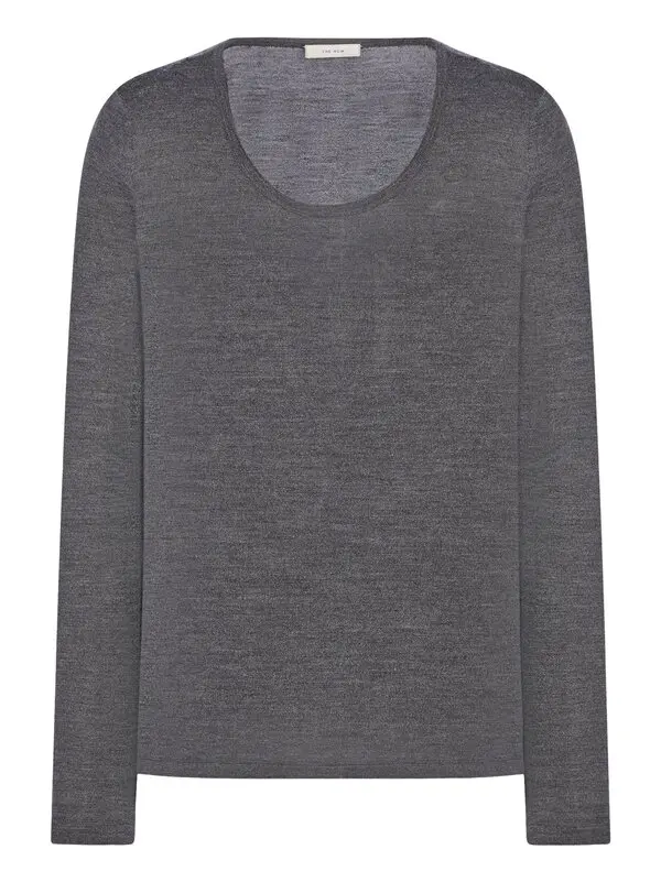 THE ROW Pleno Long Sleeve Sweater - Medium Grey Melange