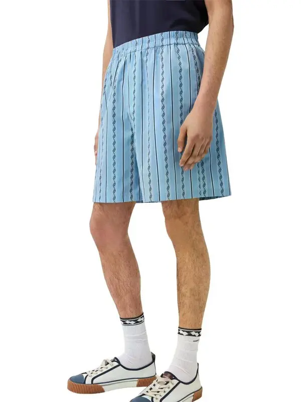 Versace Jacquard Striped Cotton-silk Shorts - Blue