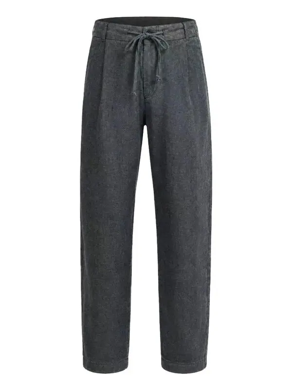 HANNES ROETHER Drawstring Waist Linen Trousers - Grey