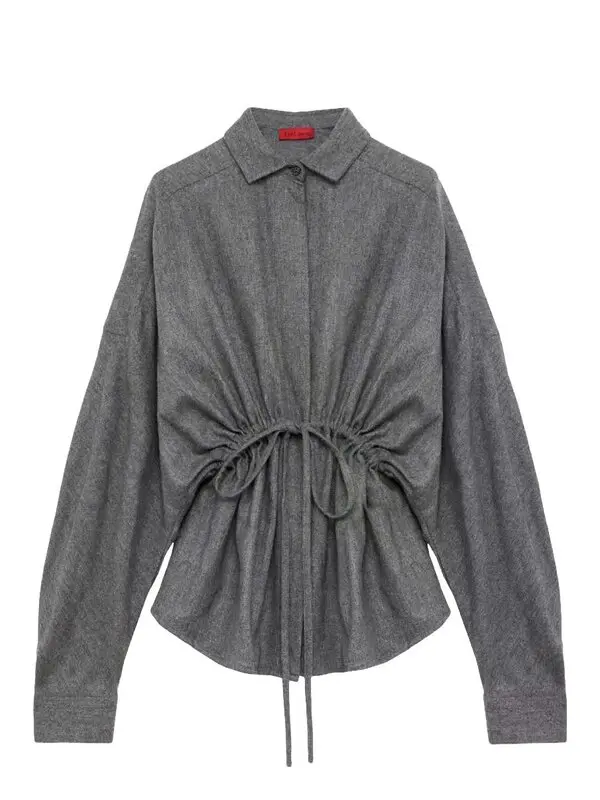 THELATEST Dalida Drawstring-waist Long-sleeve Shirt - Grey