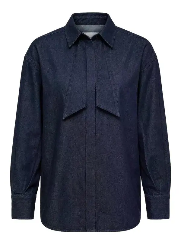 SA SU PHI Denim Lavallière Neck Shirt - Blue